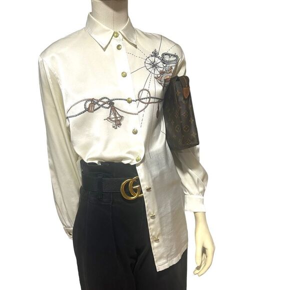 Basler | Tops | Horstbasler Vintage Shoulder Pads White Satinblouse ...